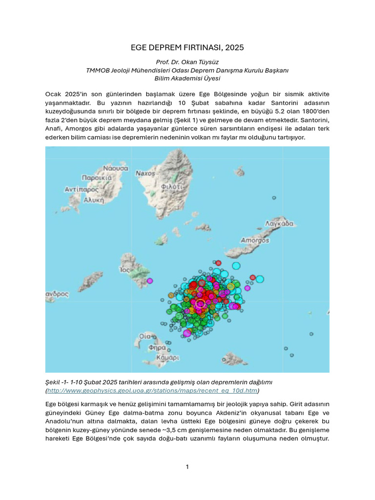 JMO EGE DEPREM FIRTINASI RAPORU 2025 (Santorini) | PDF