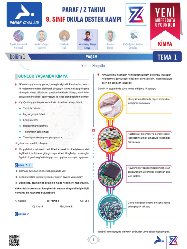 9.sinif-kimya-1.donem-1.yazili-genel-tekrar | PDF