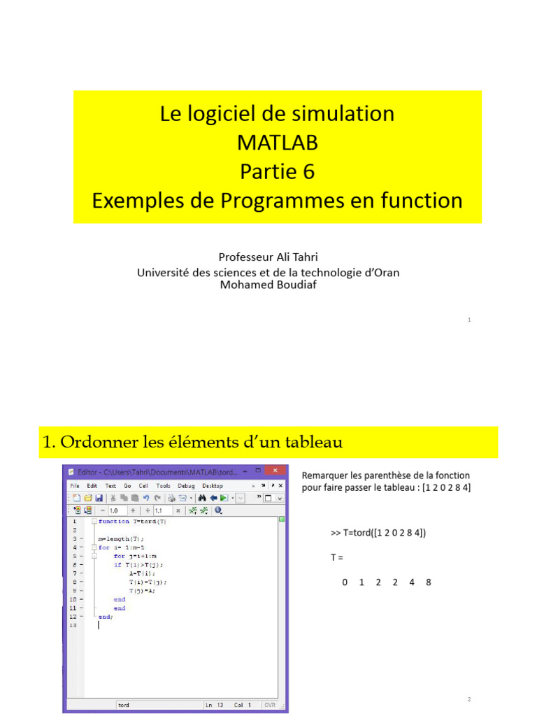 Matlab Part6 Exemples de Function | PDF