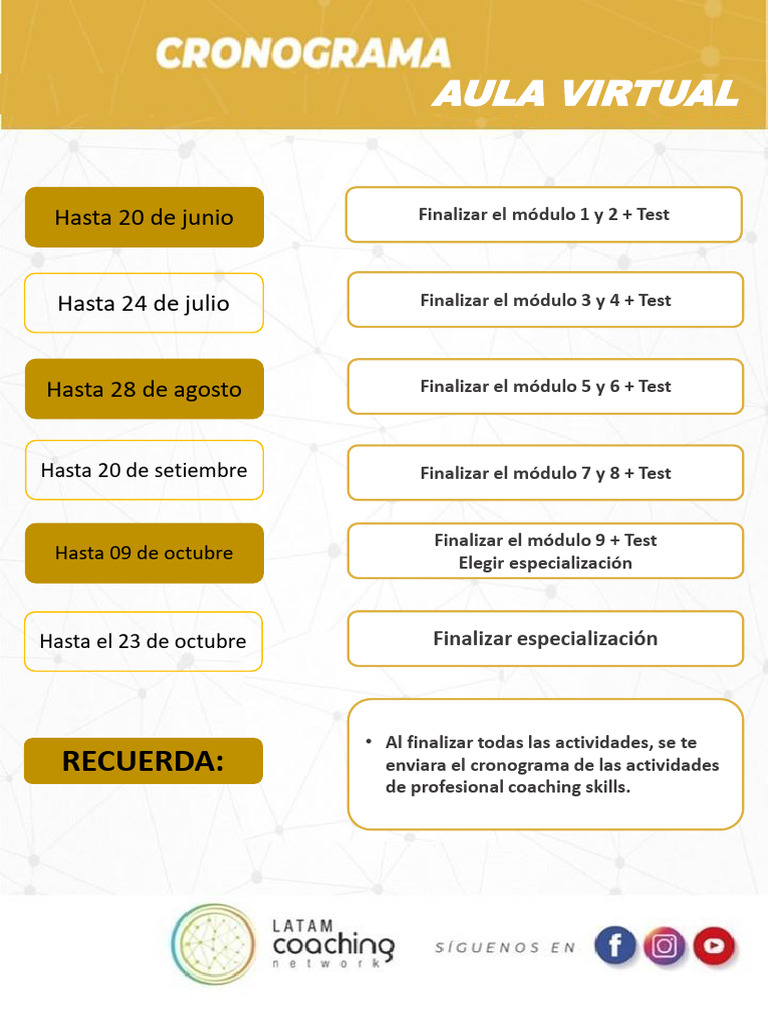 Cronograma Aula Virtual | PDF