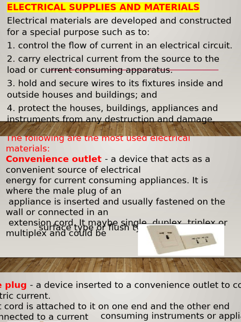 Eim Lesson w1 Materials (1) | PDF | Electrical Wiring | Electrical Components