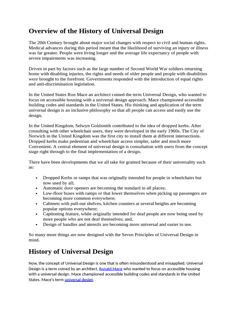 Overview of The History of Universal Design | PDF | Accessibility