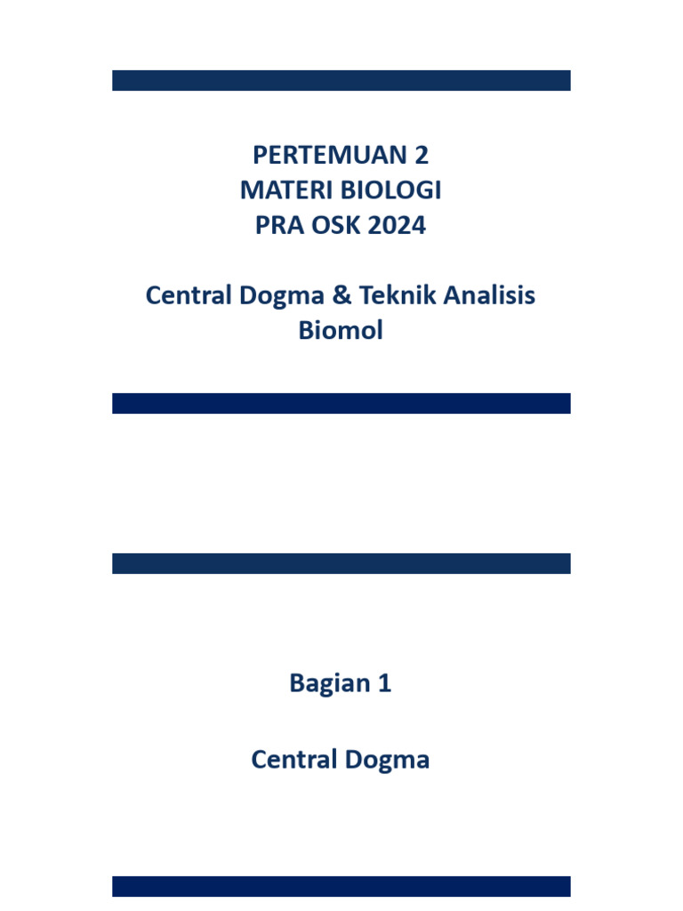 Pertemuan 2 [Central Dogma dan Teknik Analisis Biomol] | PDF