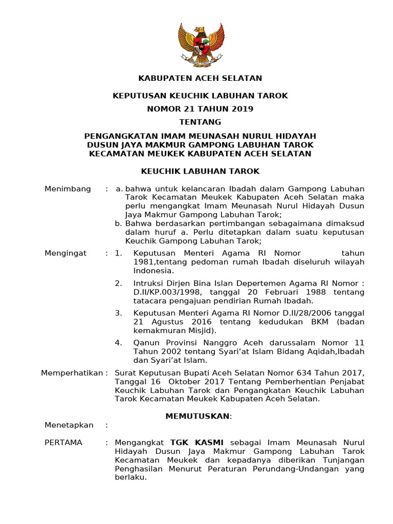 SK Imam Meunasah Genteng (08 Jan) | PDF