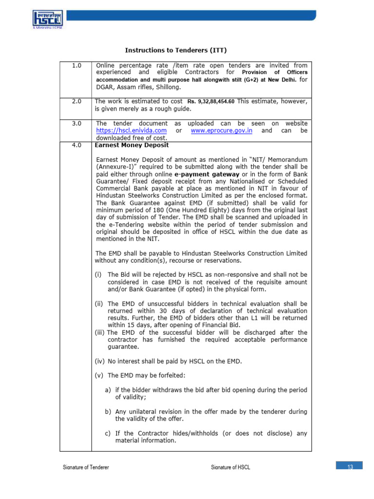 Instructions To Tenderers With Form K-L-M-N | PDF | Specification (Technical Standard) | Addendum