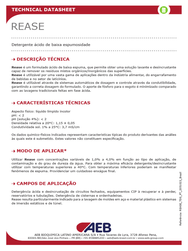 Rease Tds PT 2051023 Brazil | PDF | Química