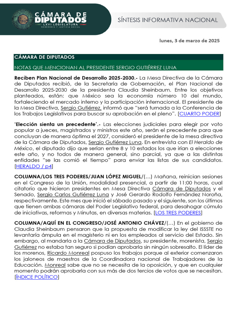 En Corto 030325 | PDF | México | Legislador