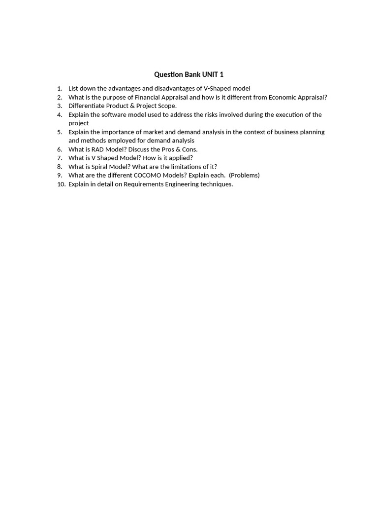 Question Bank UNIT 1 | PDF