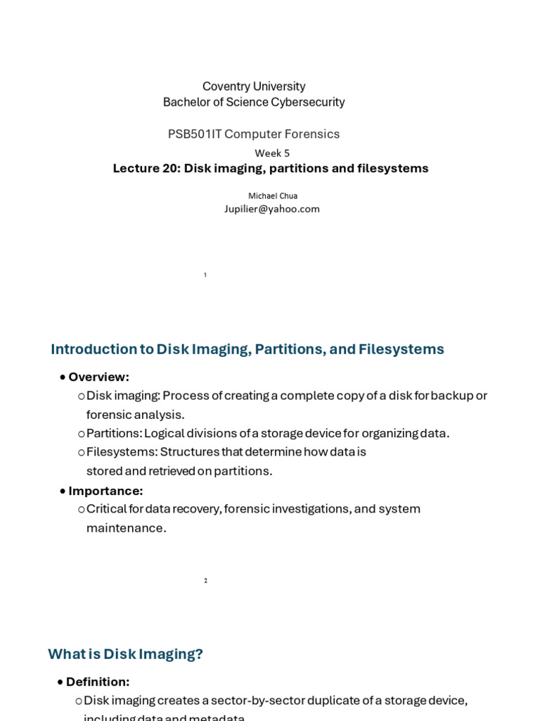 05.20. Disk Imaging, Partitions and Filesystems | PDF | File System | Computer File
