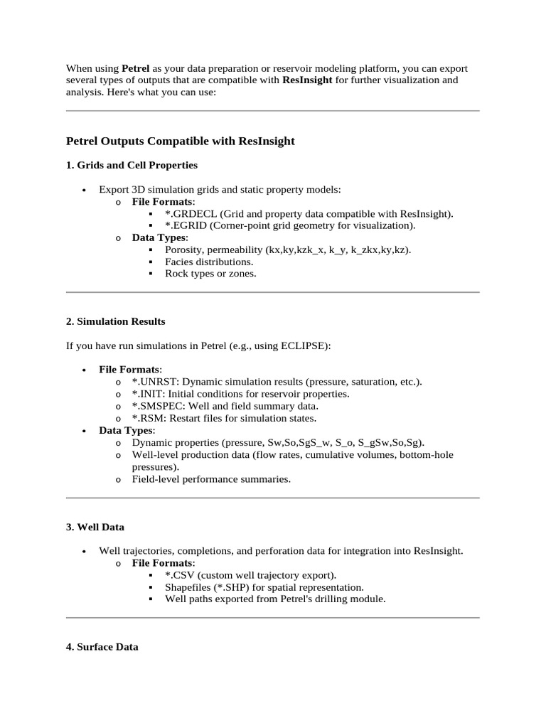 Resinsight Inputs From Petrel | PDF