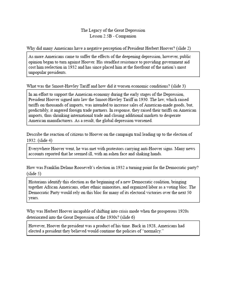 Hoover's Role in the Great Depression | PDF