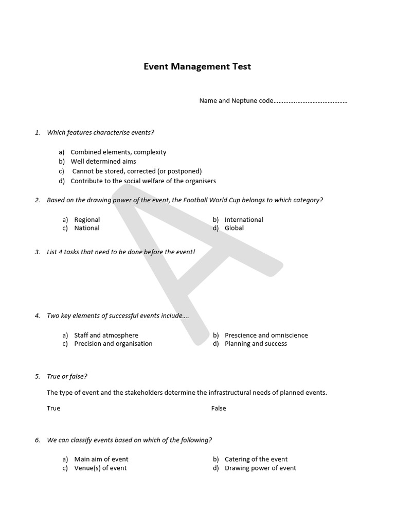 Event Management Test - Sample | PDF