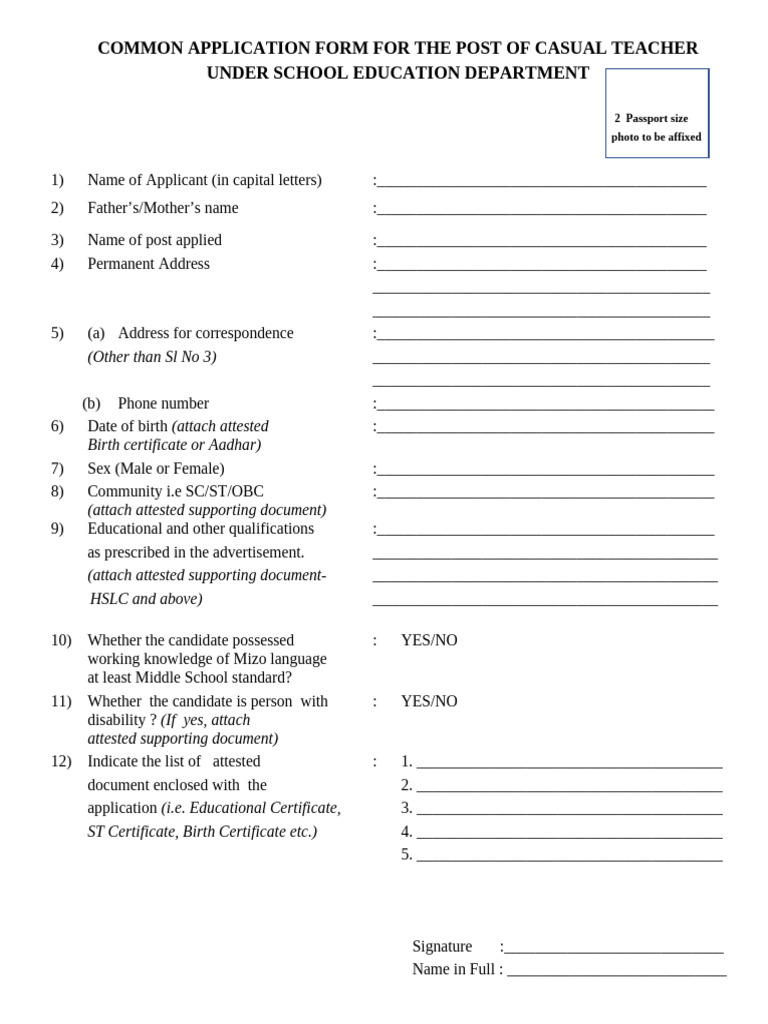 Casual Teacher Application Form | PDF