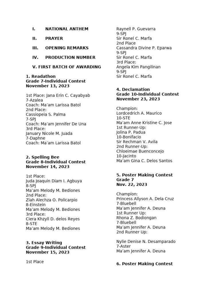 AFGBMTS 2023 Awards Ceremony Summary | PDF