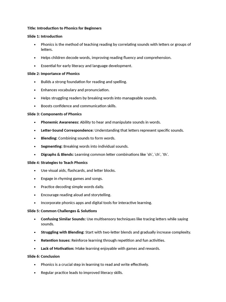 Phonics Basics for Early Readers | PDF