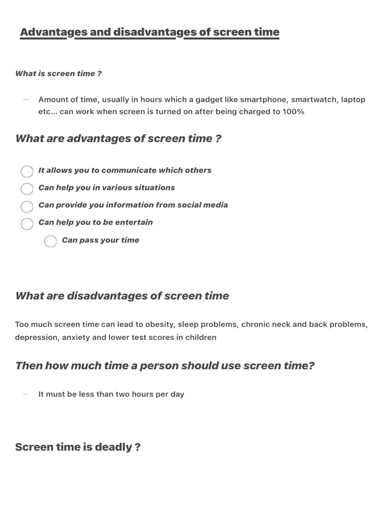 Screen Time: Pros and Cons | PDF