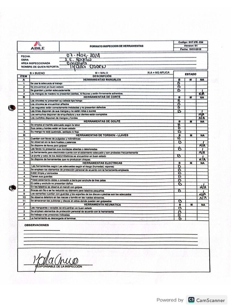 Insp Herramientas m78 Rogelio | PDF