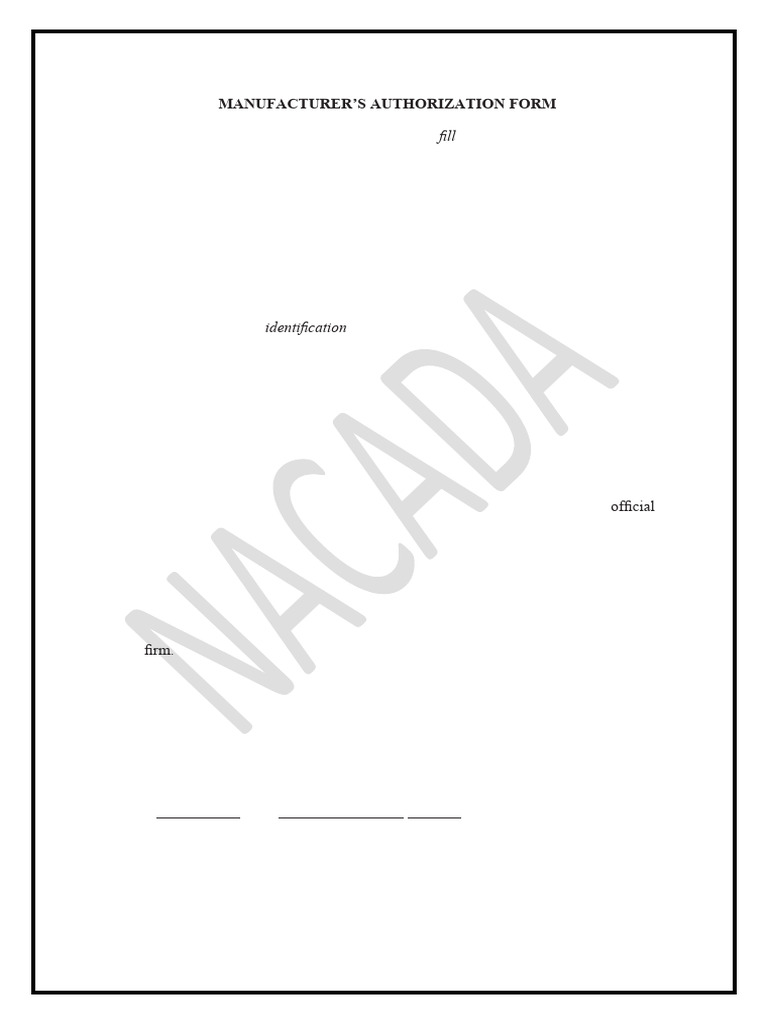 Manufacturer's Authorization Form Template | PDF