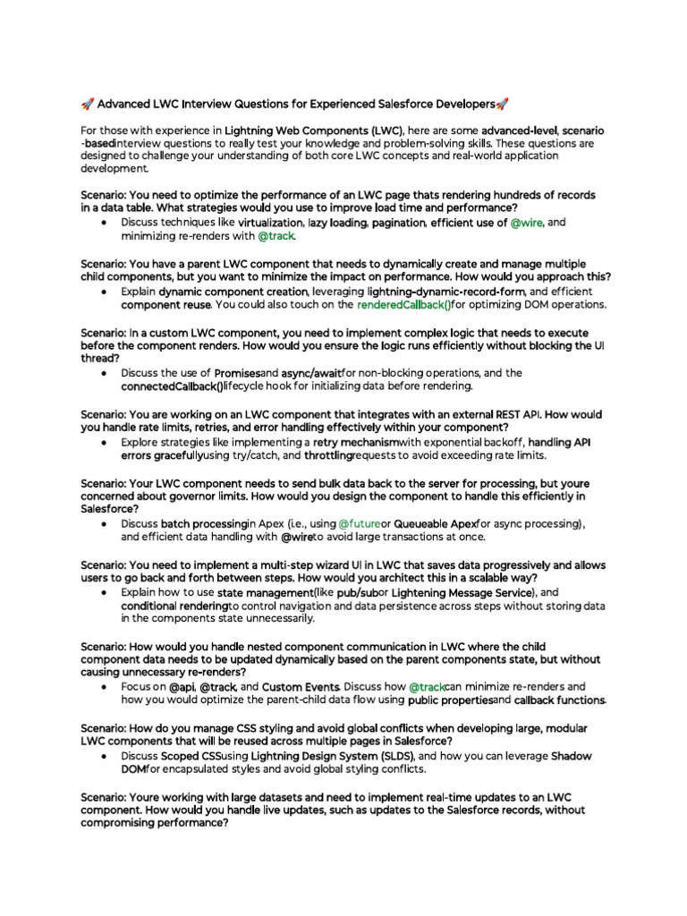 Salesforce LWC Scenario Based Questions | PDF | Scope (Computer Science) | Computing