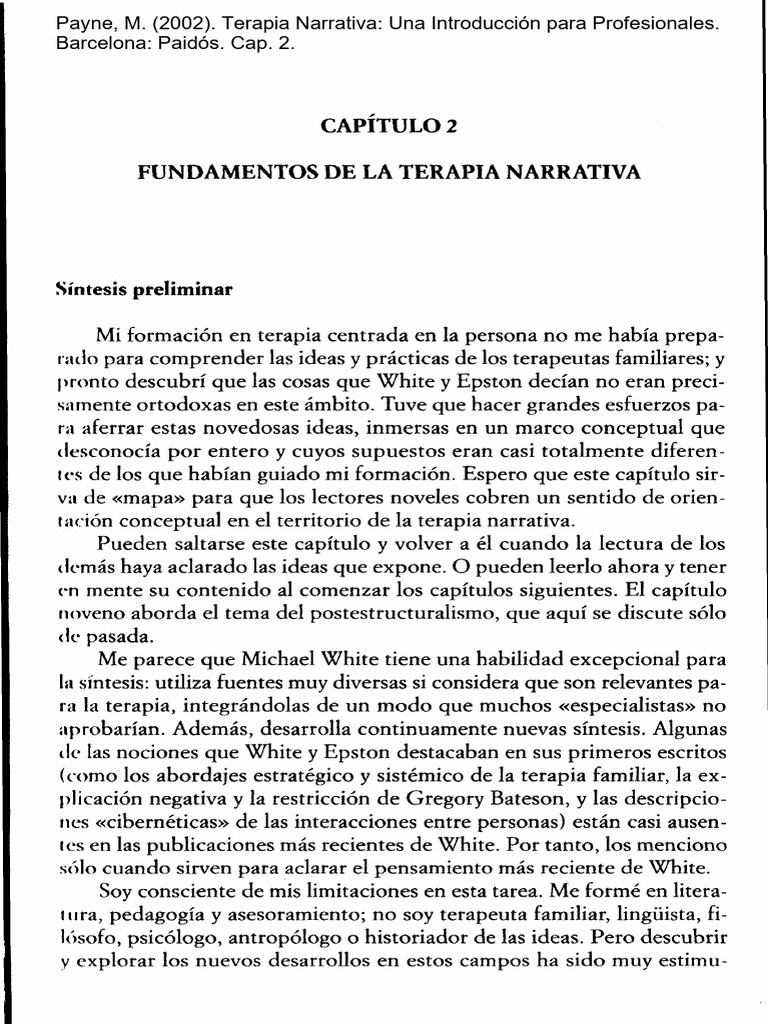 Terapia Narrativa. Cap. 2 | PDF | Experiencia | Verdad