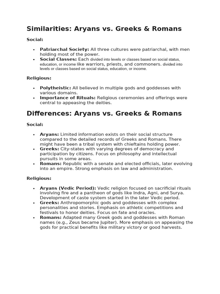 Aryans Vs Greek and Romans | PDF