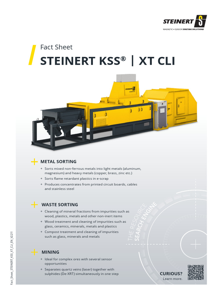 Fact Sheet STEINERT KSS XT CLI EN V2211 WEB | PDF | Metals | Minerals