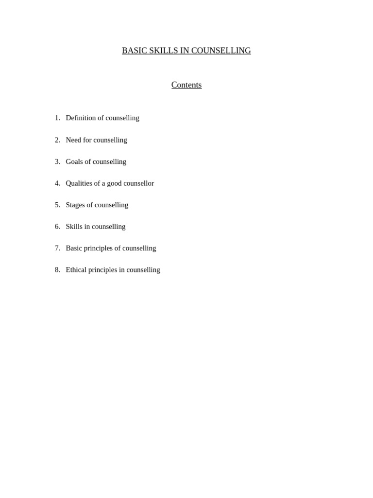 Essential Counselling Skills Overview | PDF | Psychotherapy | Psychology