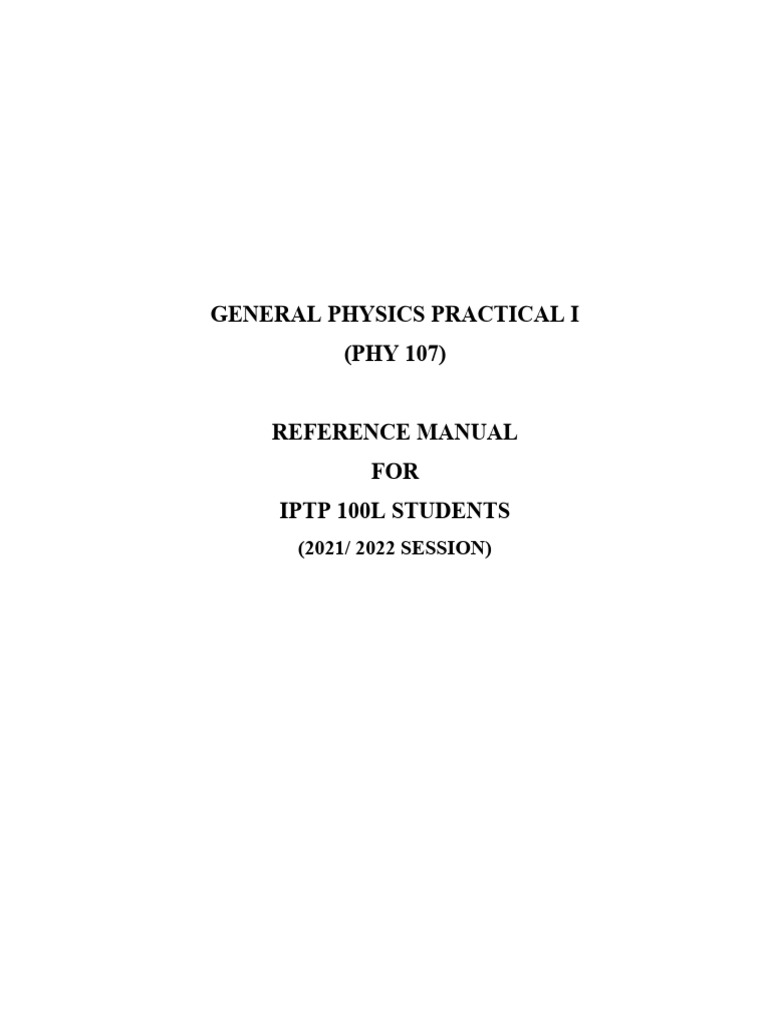 Phy 107 Alternative To Practical Manual | PDF | Force | Thermal Expansion