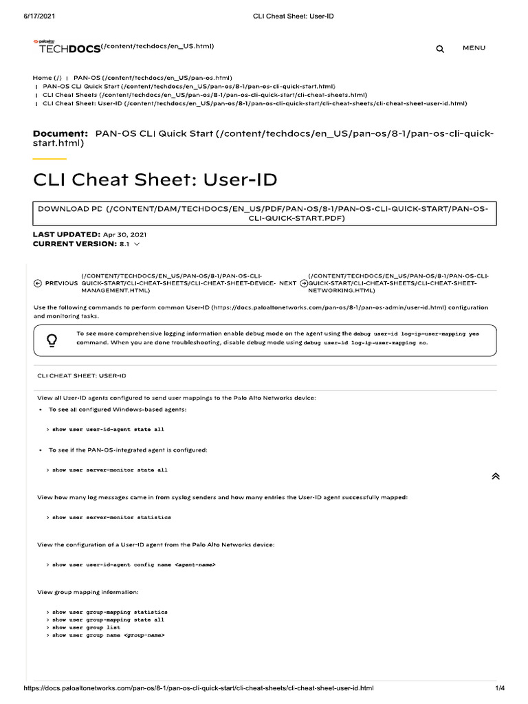 PaloAlto CLI Command | PDF