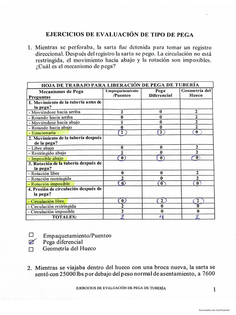 Hoja de Ejercicio de Pega | PDF