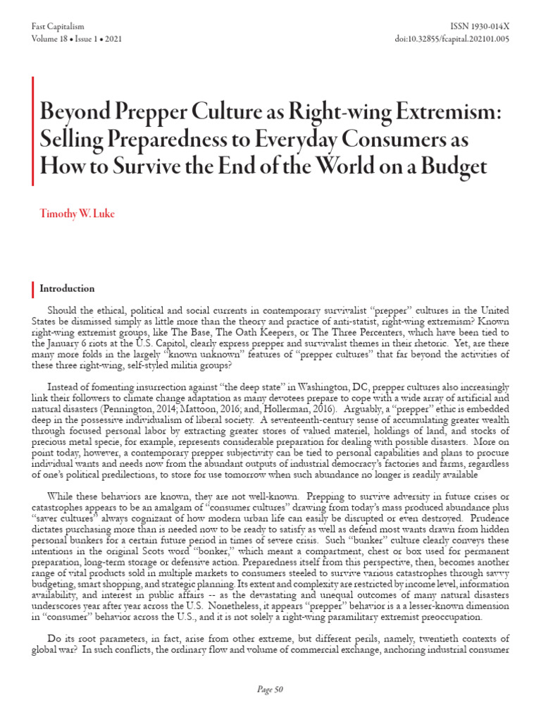 Beyond Right-wing Prepper Culture | PDF | Survivalism | Nuclear Weapons