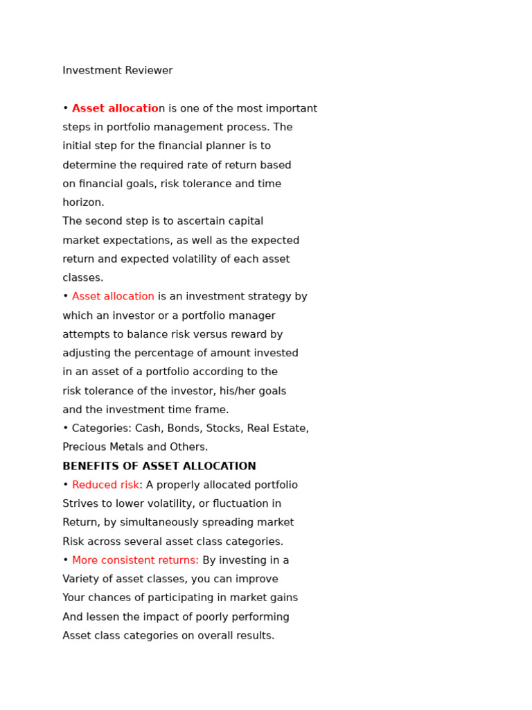 Asset Allocation and Foreign Investment Guide | PDF | Asset Allocation ...