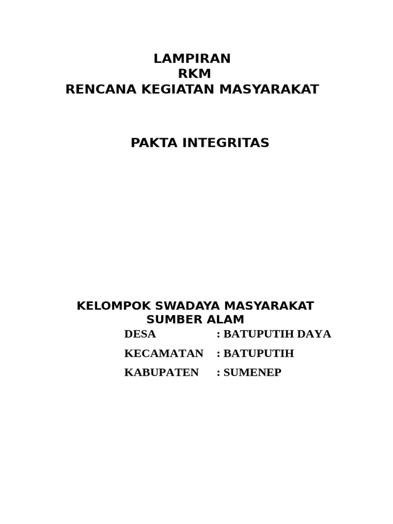 0. Cover Lampiran RKM | PDF