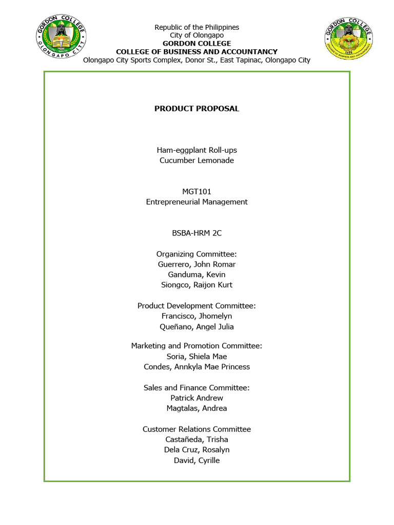 Entrep Product Proposal Group1 | PDF | Eggplant | Breads