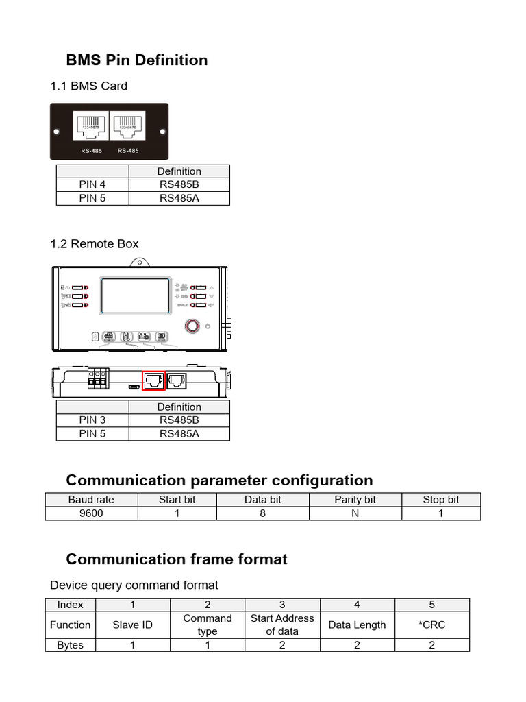 (LIB) BMS 485 communication protocol 20201208 | PDF | Bit | Battery Charger