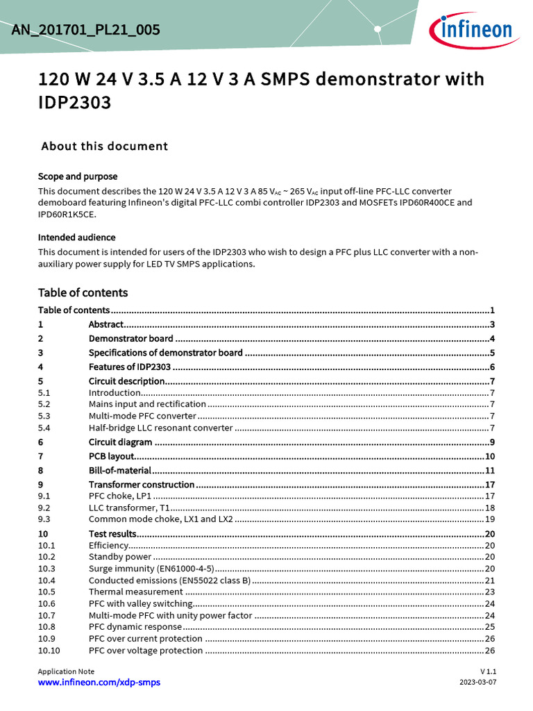 Infineon Applicationnote Demoboard Idp2303 120w Applicationnotes V01 00 En Pdf Rectifier