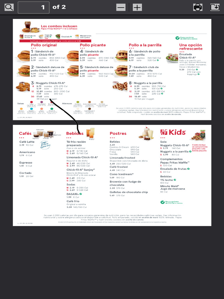 Chick Fil A Menu PDF | PDF | Alimentos | Cocina