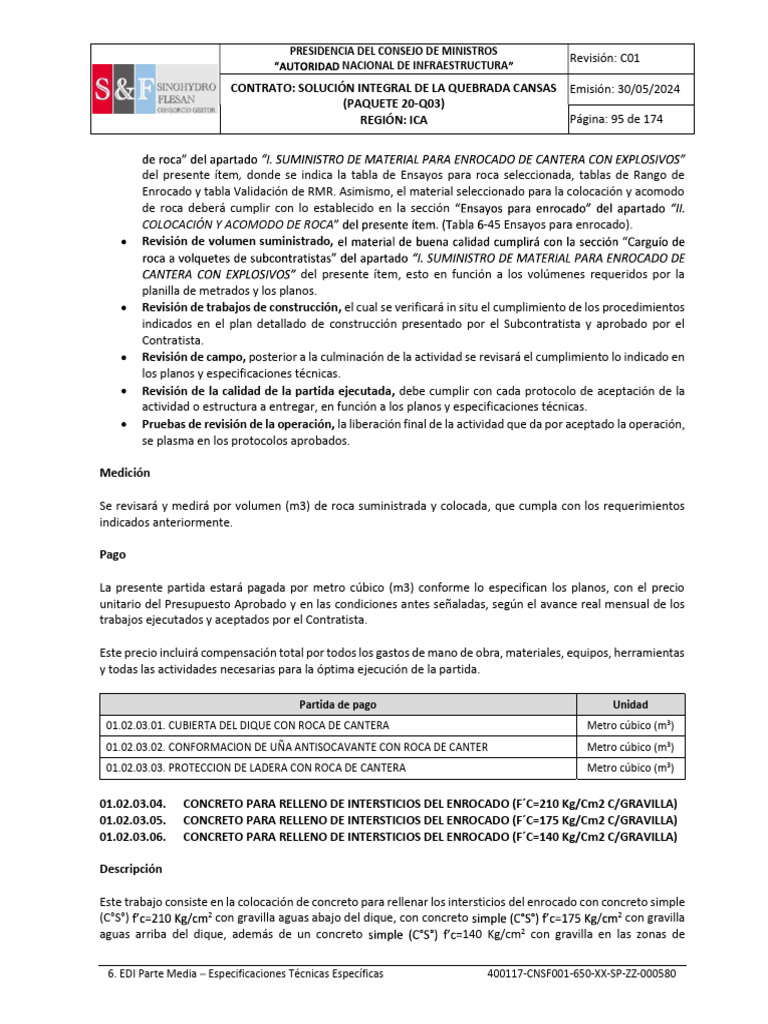 Especificaciones Técnicas Quebrada Cansas | PDF | Hormigón | Cemento