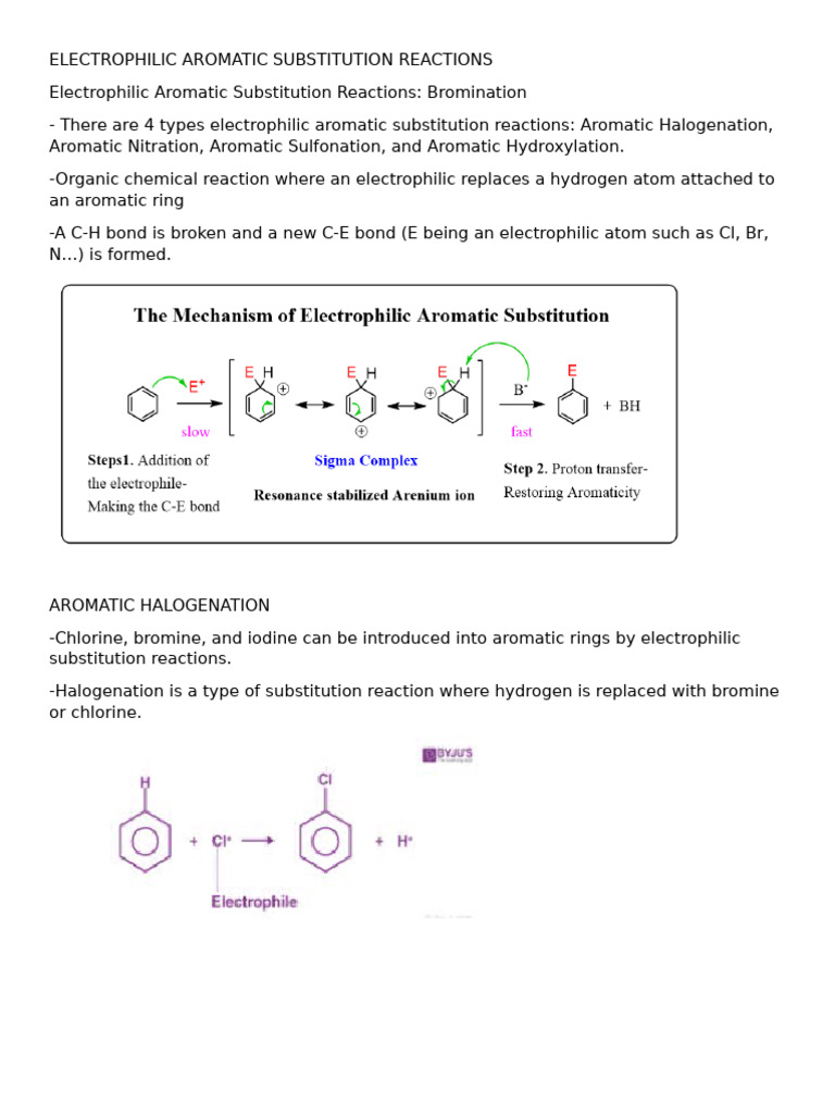 Electrophilic Aromatic Substitution Reactions | PDF