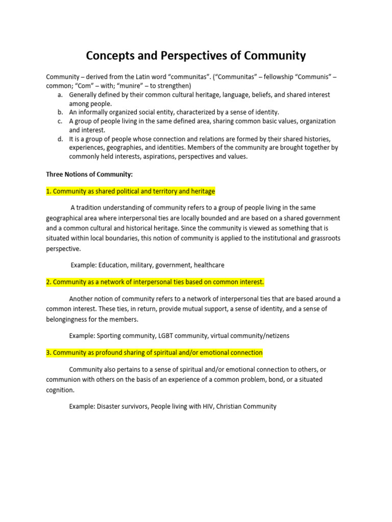 Understanding Community Concepts and Structures | PDF | Community ...