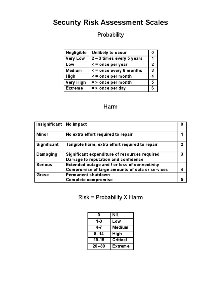 Security Risk Assessment Scales | PDF