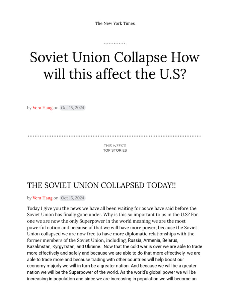Impact of Soviet Union Collapse on U.S. | PDF | Global Politics ...
