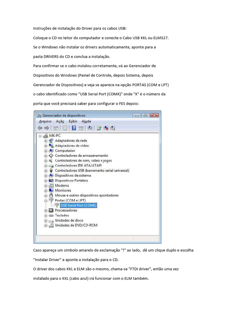 Instruções de Instalação Do Driver para Os Cabos USB | PDF