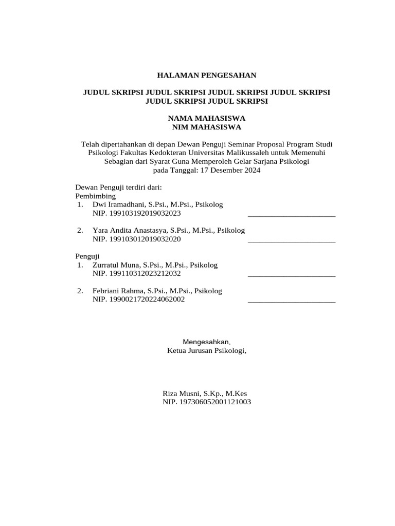 2 Template Halaman Pengesahan Proposal A4 | PDF