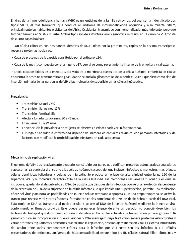 Sida y Embarazo | PDF | VIH | VIH / SIDA