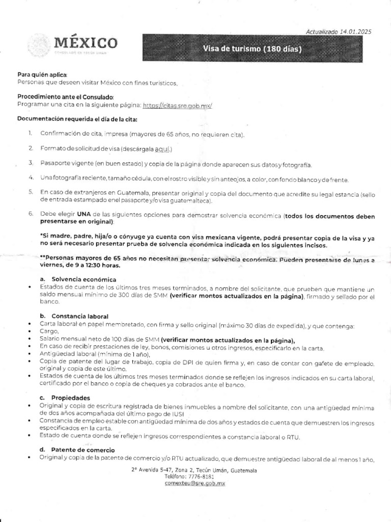Requisitos para Visa Turística a México | PDF | Visa de viaje