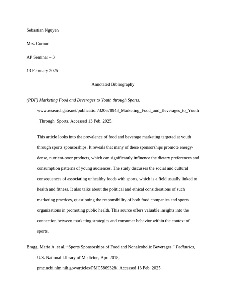 Annotated Bibliography Final | PDF | Public Health | Behavior