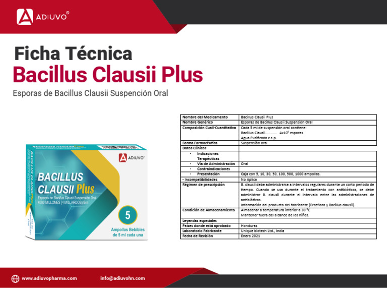 Bacillus Clausii Plus: Uso y Presentación | PDF | Medicina | Drogas