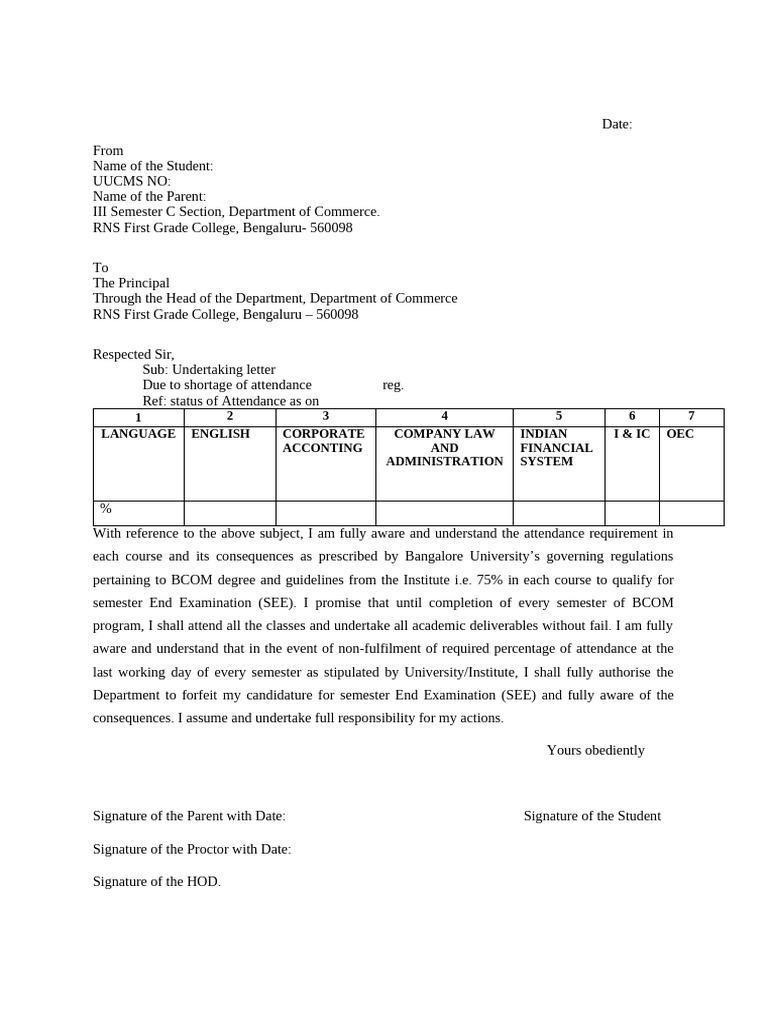 Soa - Undertaking Form | PDF