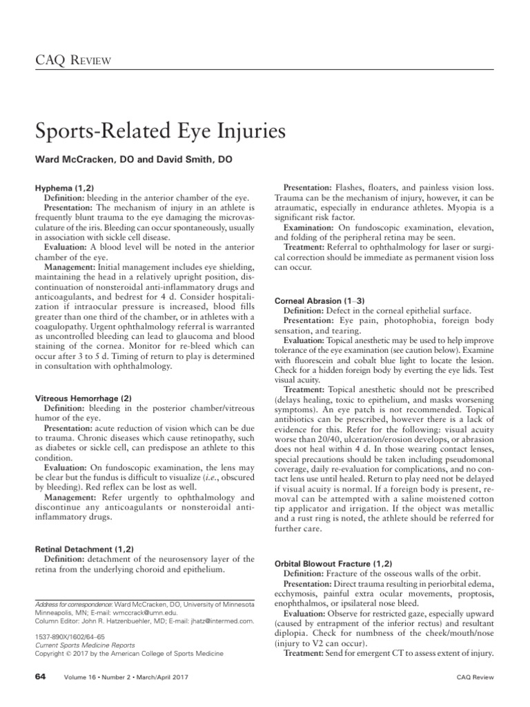 Sports Eye Injury Types and Management | PDF | Ophthalmology | Human Eye
